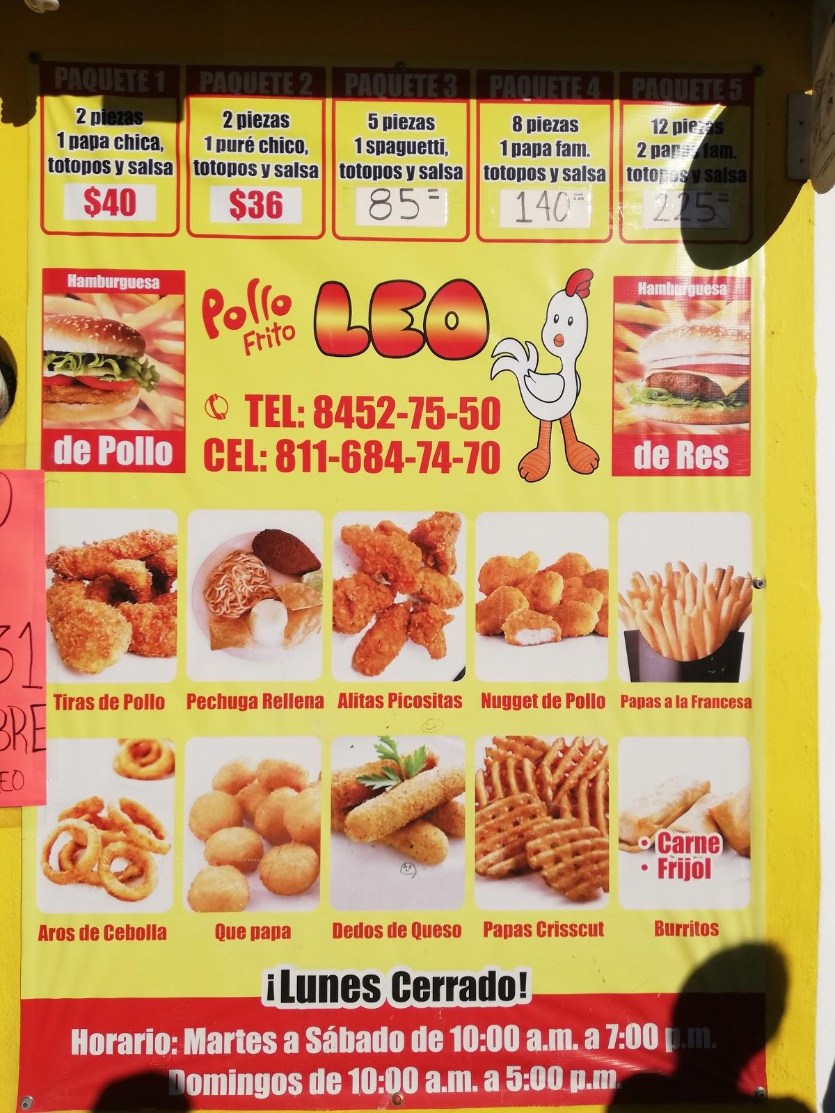 Carta del restaurante Pollo frito Leo, Apodaca, Av Jardines del Pino 264