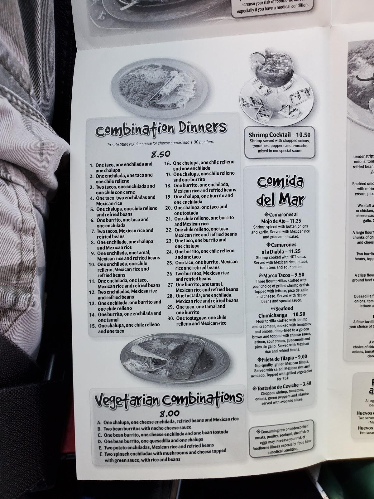 Menu at Rio Grande restaurant, Mayfield