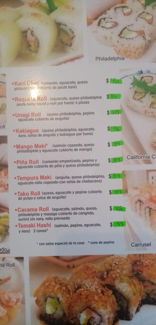 Menu at Sushi hashi neza restaurant, Ciudad Nezahualcóyotl