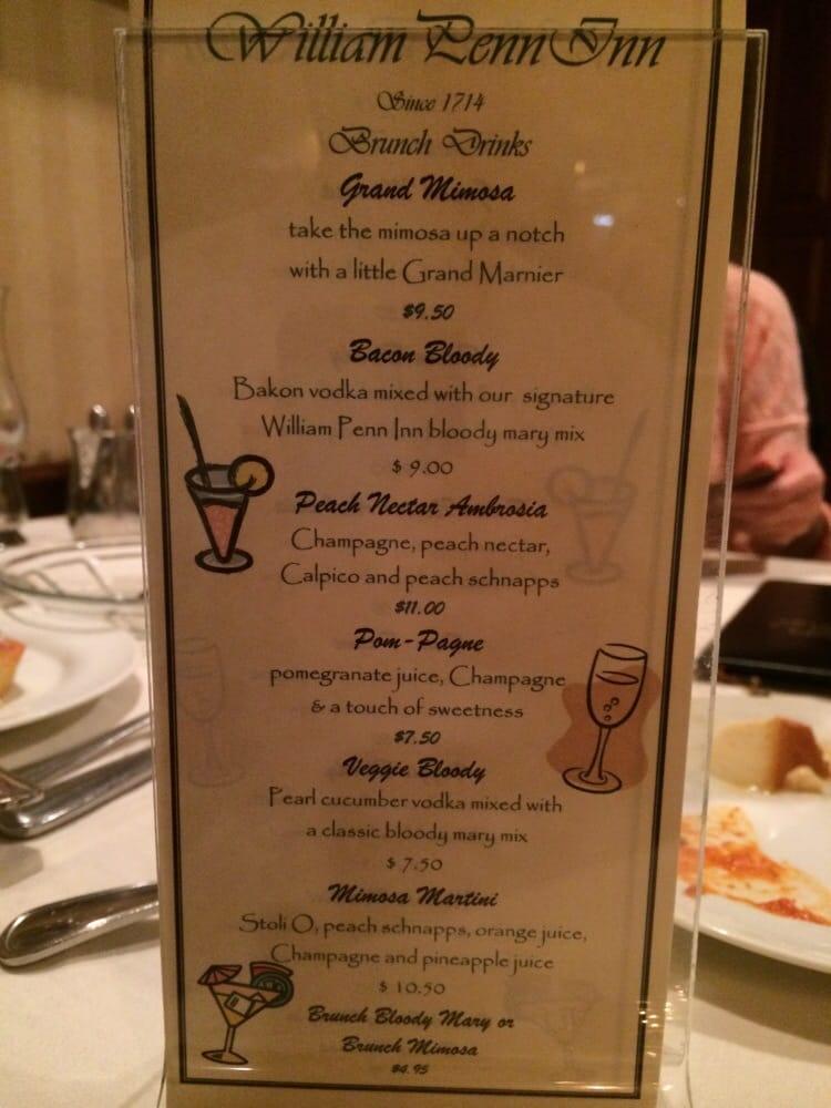 Menu at William Penn Inn restaurant, Gwynedd