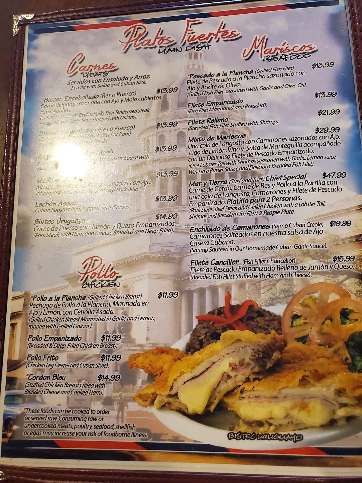 Menu at Cuban Foods Bakery & Restaurant, Phoenix, N 43rd Ave