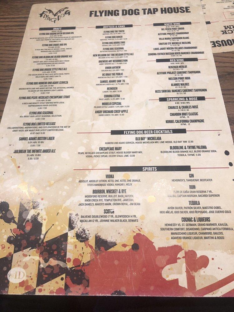 Menu at Flying Dog Tap House pub & bar, Baltimore, 7050 Friendship Rd