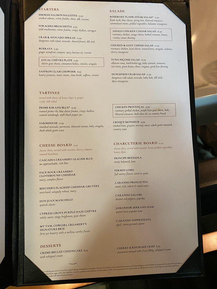 Menu at Le Grand Comptoir pub & bar, Seattle