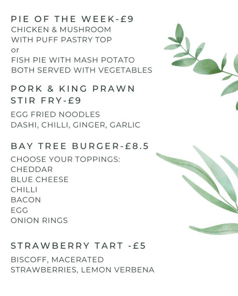 Menu at The Bay Tree Inn pub & bar, Stillington