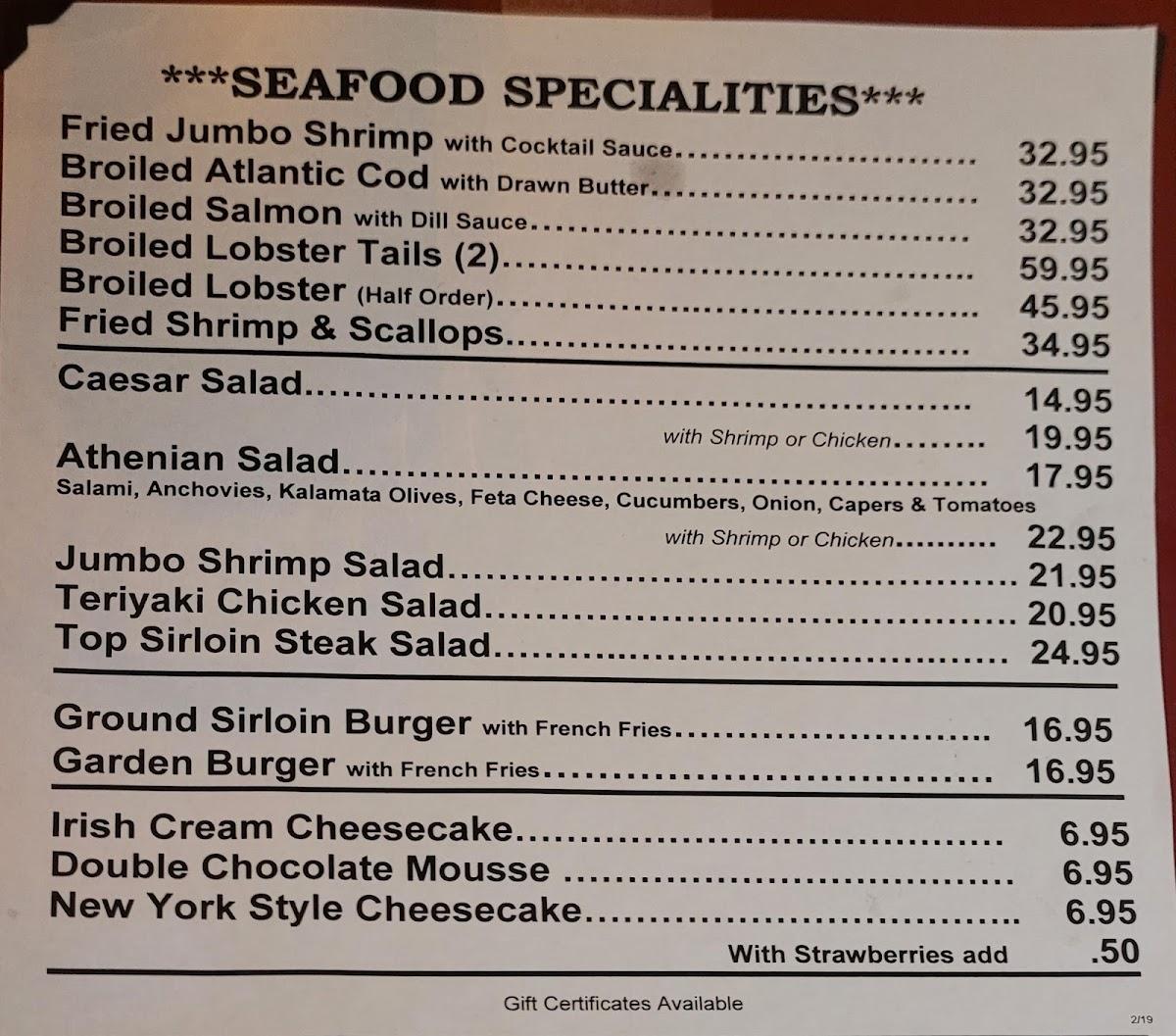 Menu at Red Fox Room and Steakhouse, San Diego