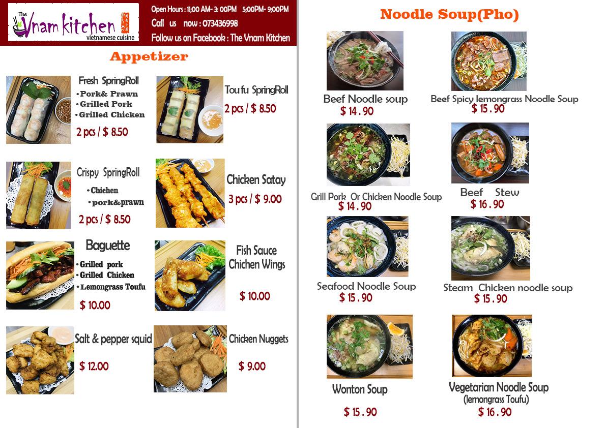 Menu at The Vnam Kitchen - Vietnamese cuisine restaurant, Rotorua