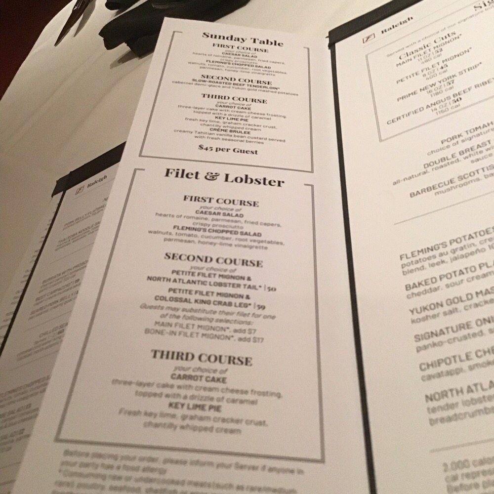 Menu at Fleming’s Prime Steakhouse & Wine Bar, Raleigh