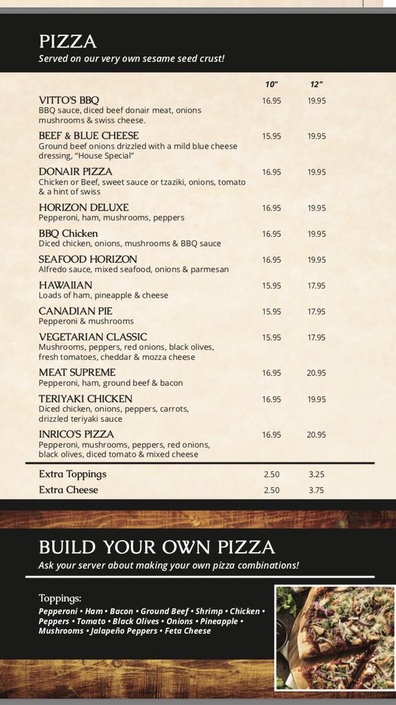 Menu at Horizon Steakhouse, Valleyview, Highway St