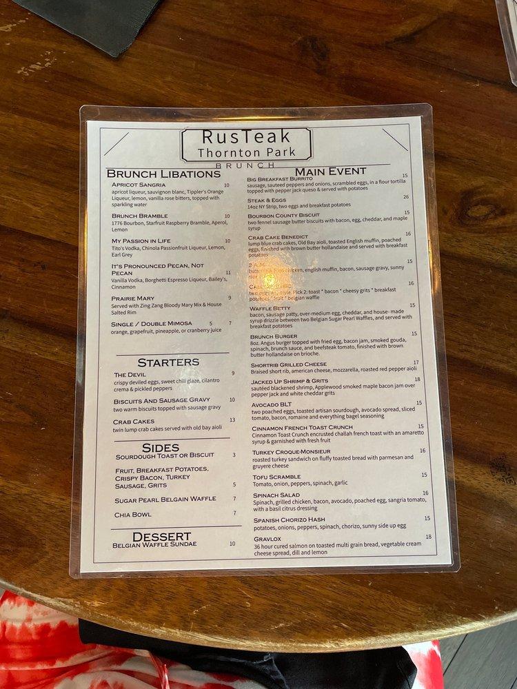 Carta del pub y bar RusTeak Thornton Park, Orlando, 101 S Eola Dr Suite 103