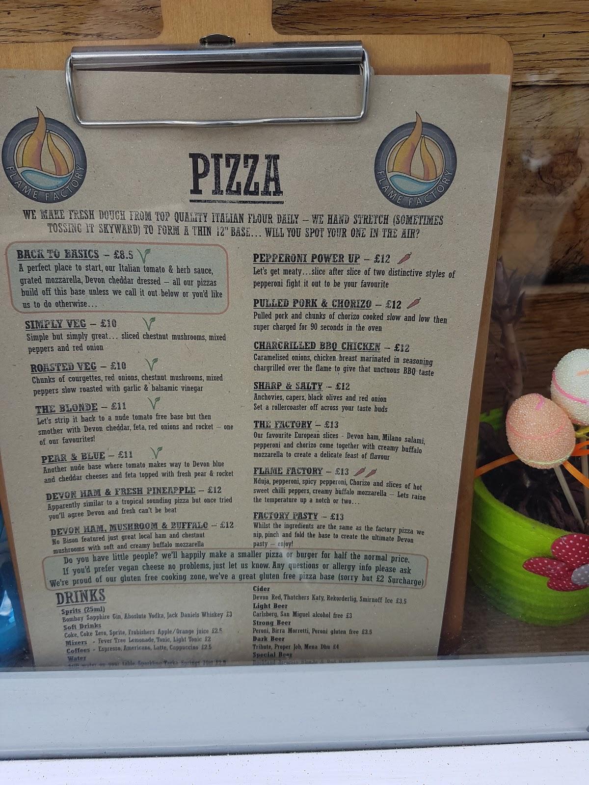 Menu at Flame Factory restaurant, Bideford