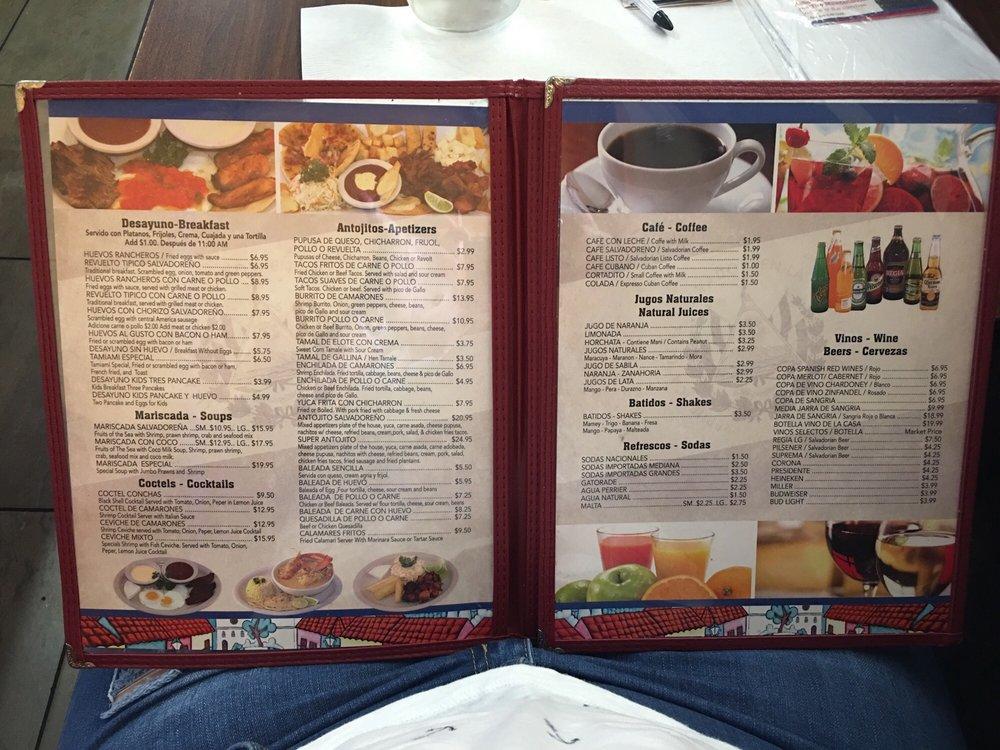 Menu at Rinconcito Salvadoreno Restaurant, Richmond West