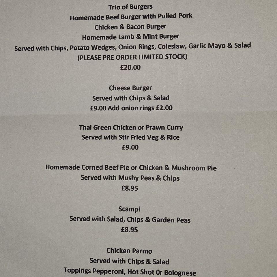 Menu at The George & Dragon pub & bar, Newton Aycliffe