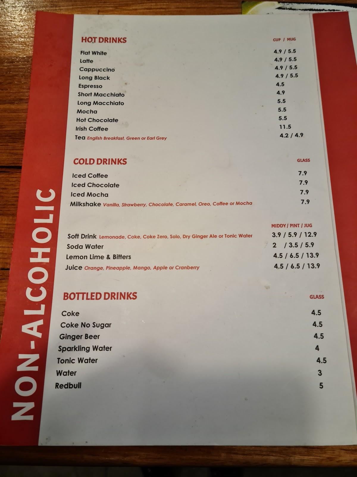 Menu at Live Lounge pub & bar, Wanneroo