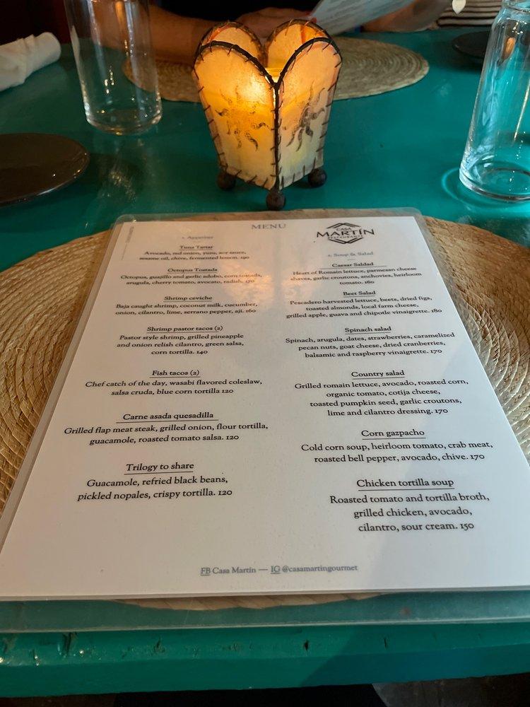 Menu at Casa Martín Restaurante, Cabo San Lucas