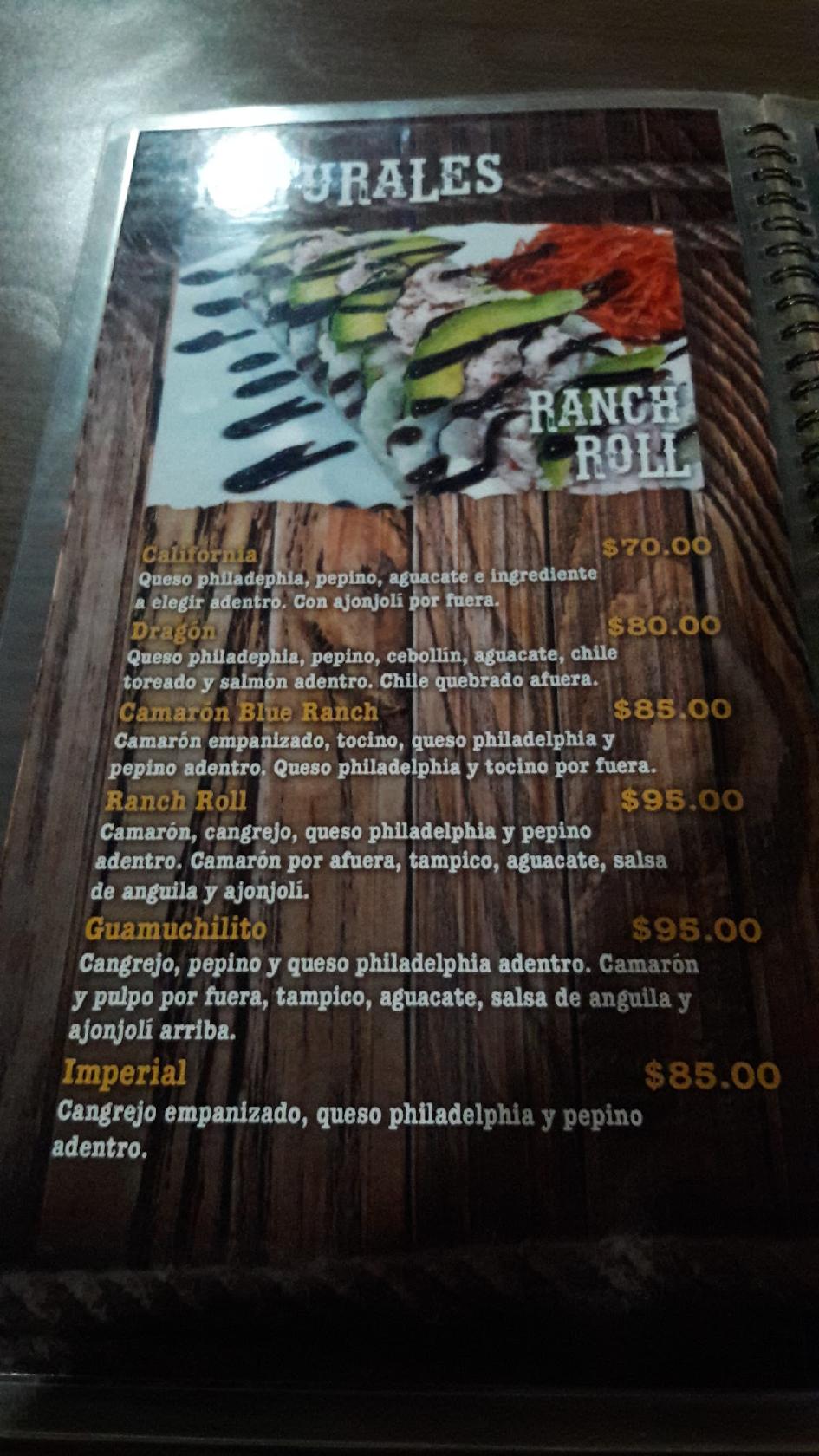 Carta del restaurante Ranch Roll Sushi Tres Rios, Culiacán Rosales