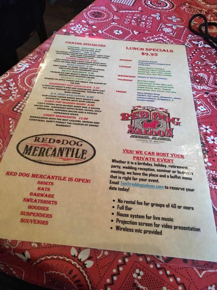 Menu at Red Dog Saloon pub & bar, Juneau