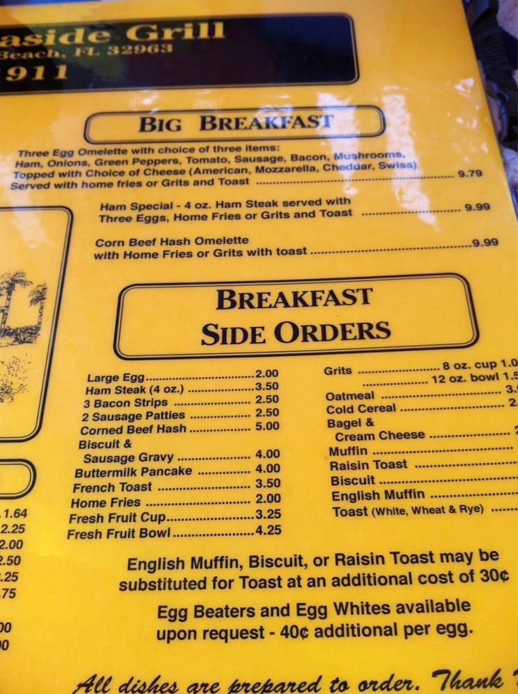 Menu at Seaside Grill restaurant, Vero Beach