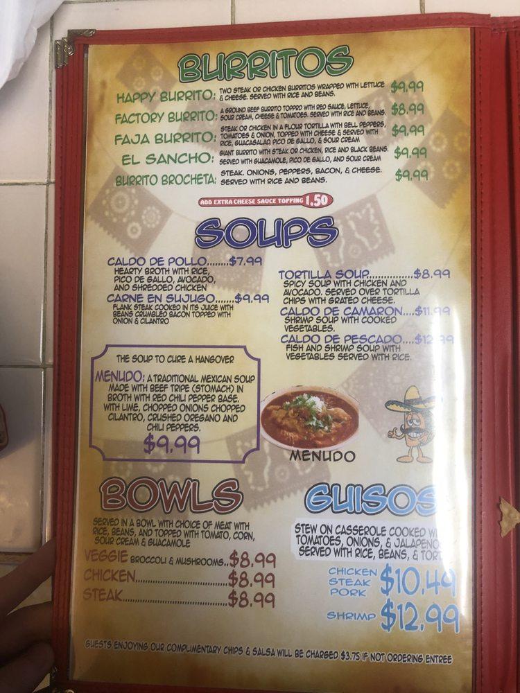 Menu at Taco Factory Sports Bar and Grill, Ada, Cradduck Rd