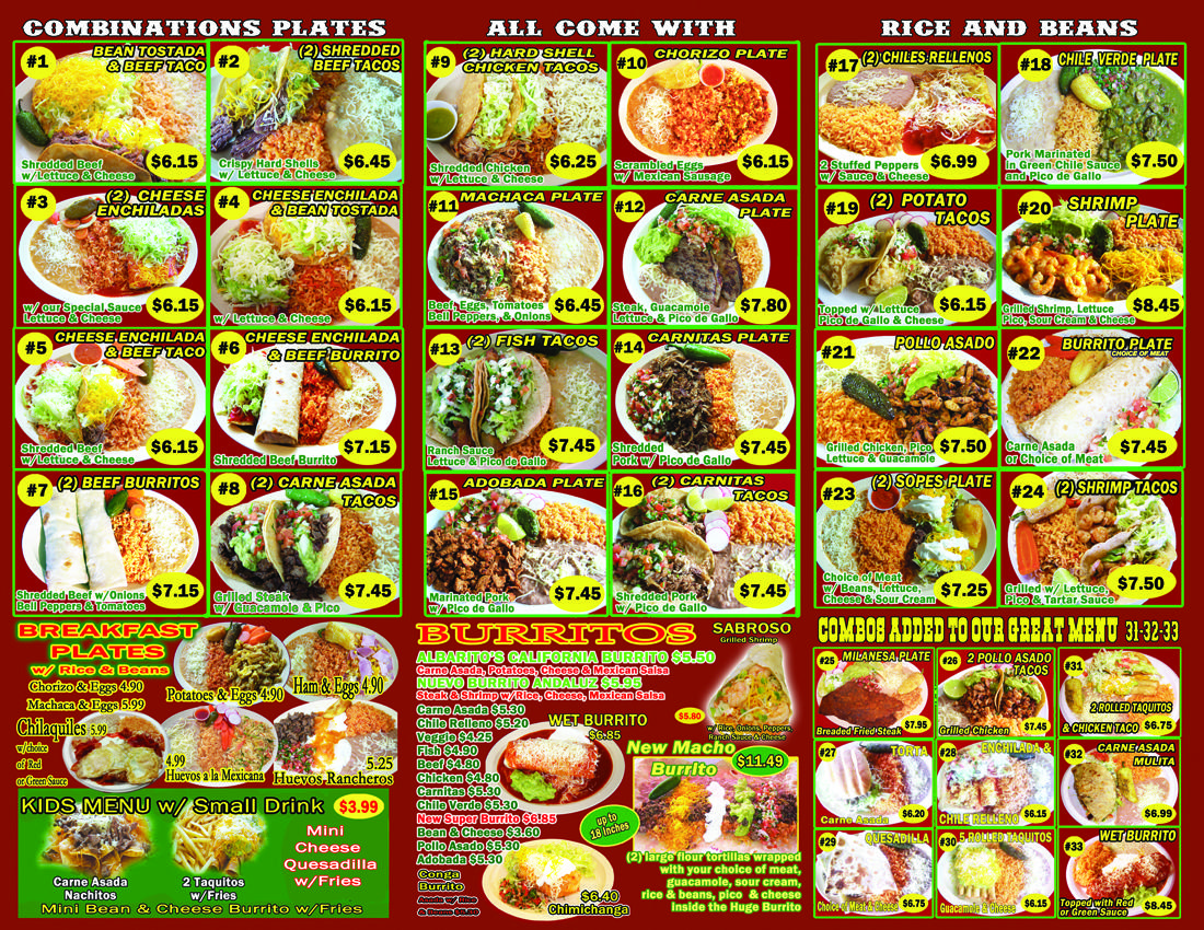 Menu at Albarito's Mexican Fresh Food, Long Beach