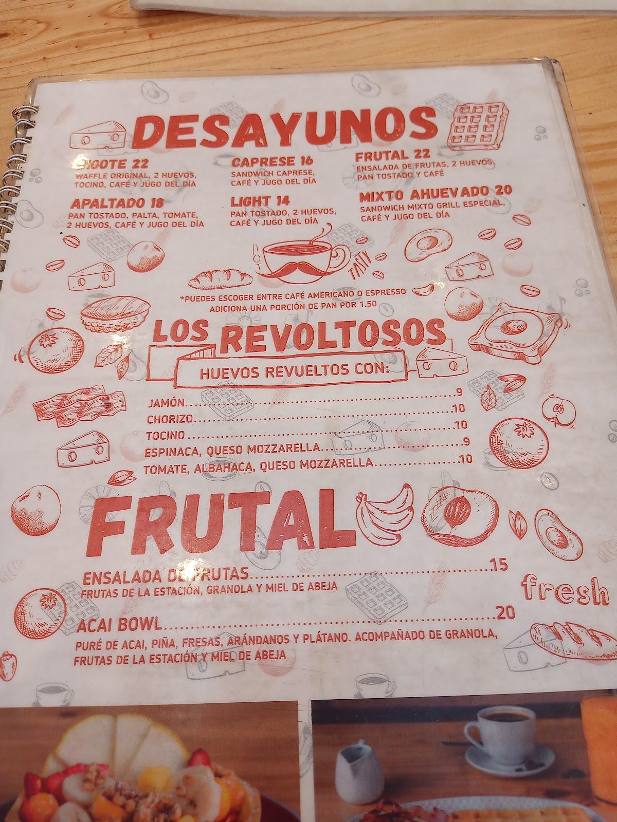 Menu at El Bigote Coffee & Waffles cafe, Barranco District