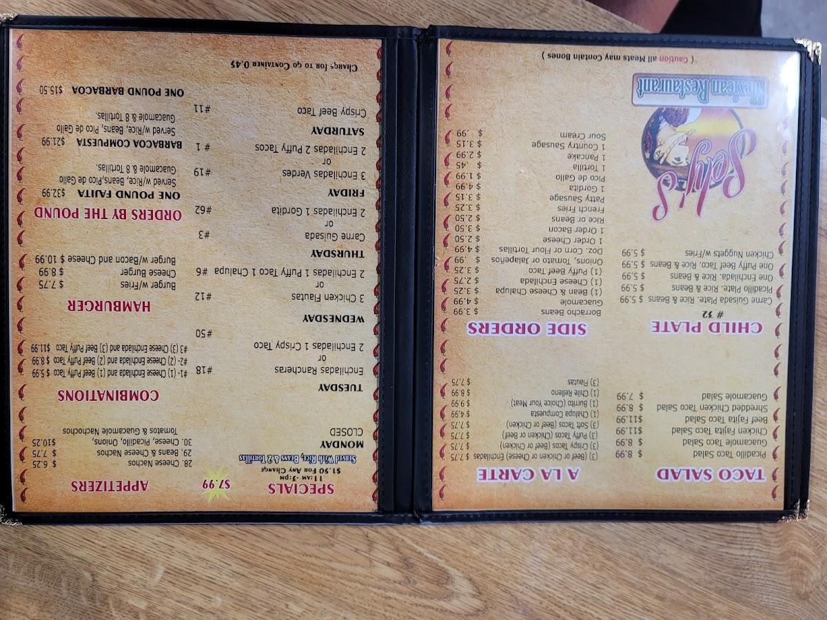 Menu at El cowboy restaurant grill, Seguin