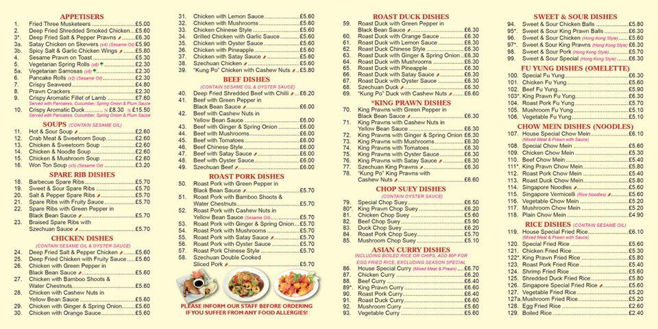 Menu at Emperors Kitchen fast food, Swindon