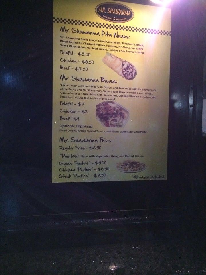 Menu at Mr.Shawarma Robson Location restaurant, Vancouver