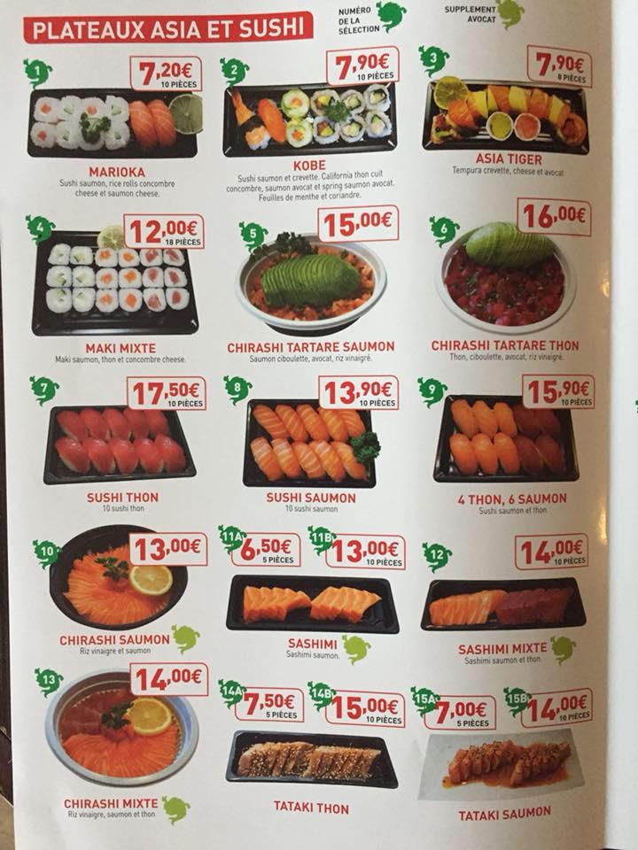 Carta del restaurante Asia Sushi, Le Cannet