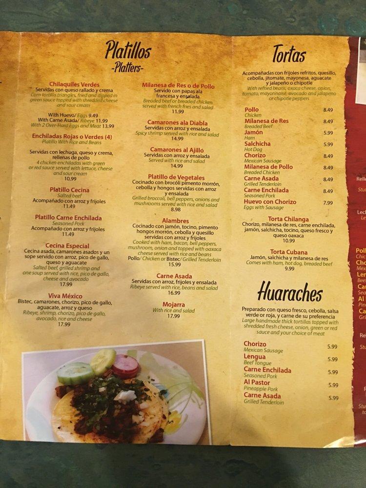 Menu at Chilangos Authentic Mexican Restaurante, Lititz