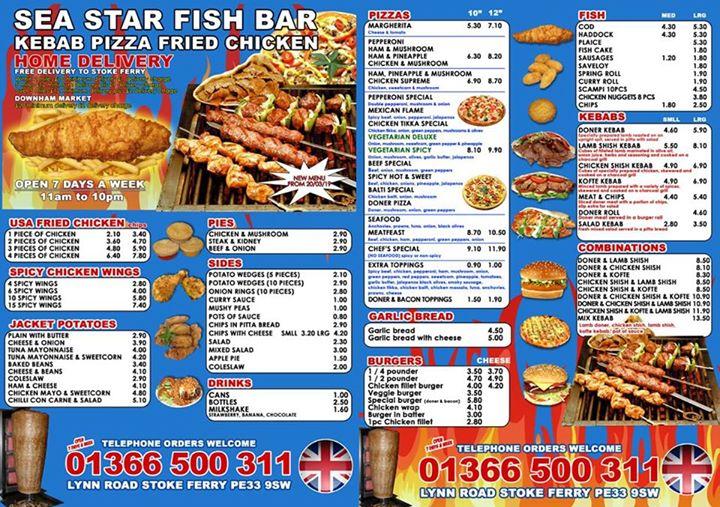Menu at Flames Kebabs restaurant, Stoke Ferry