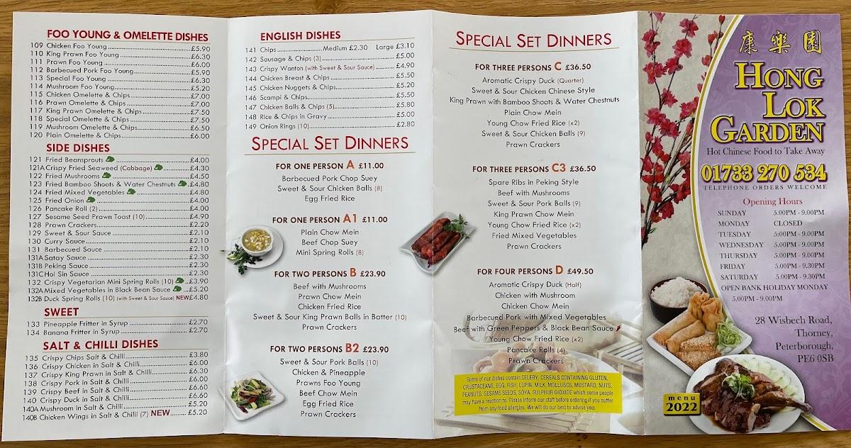 Menu at Hong Lok Garden restaurant, Peterborough