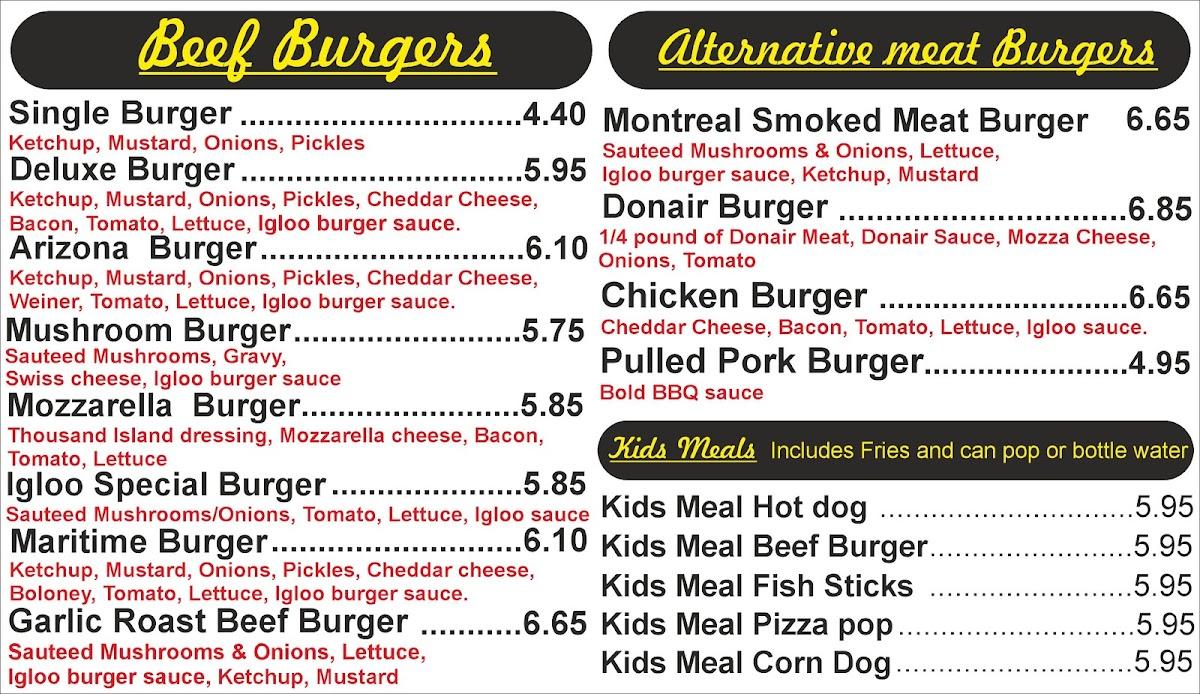 Menu at Igloo Restaurant, Fort MacLeod