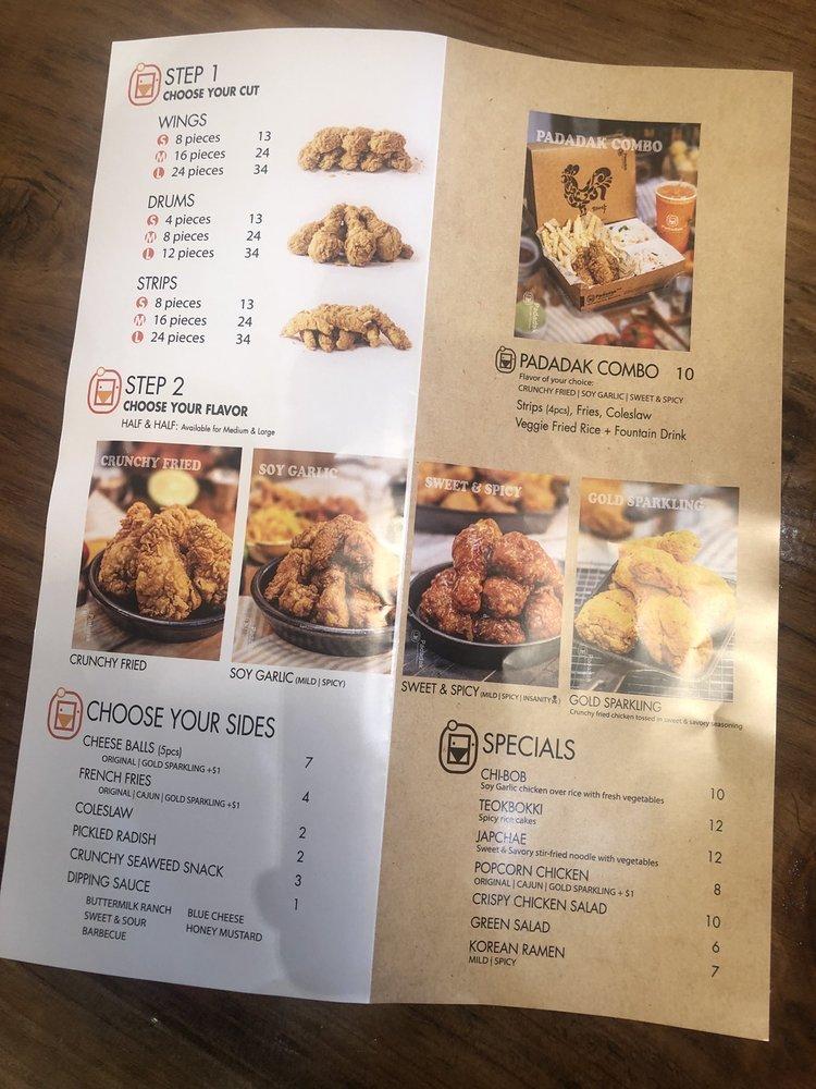 Menu at Padadak Korean Chicken restaurant, San Diego, Villa La Jolla Dr ...