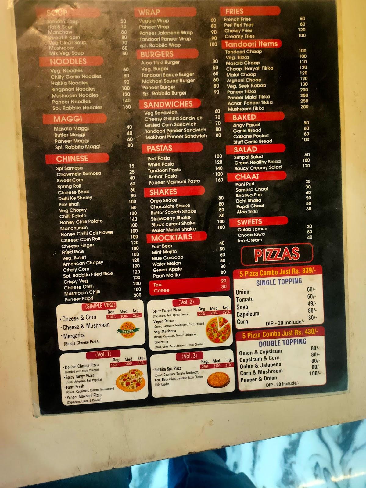 Menu at Rabbito Pizza & Food Court, Karnal