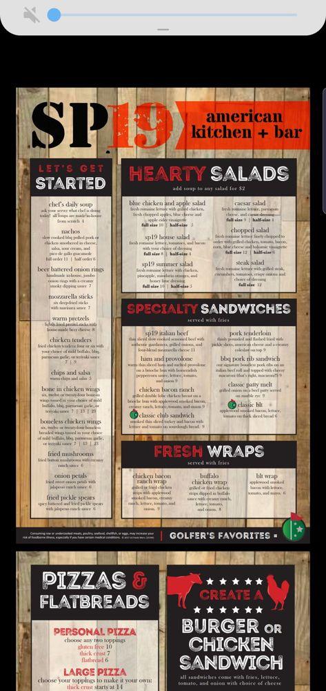 Menu at SP19 pub & bar, De Motte