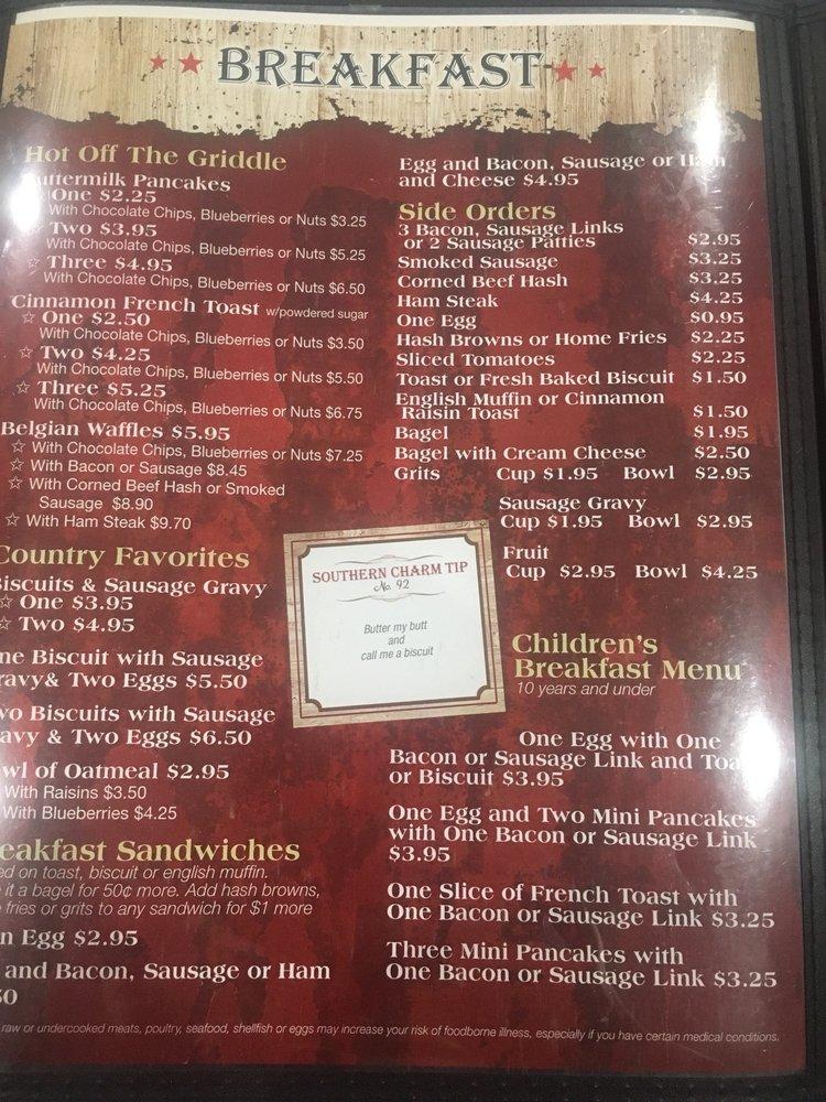 Menu at Southern Charm Cafe, Cape Canaveral