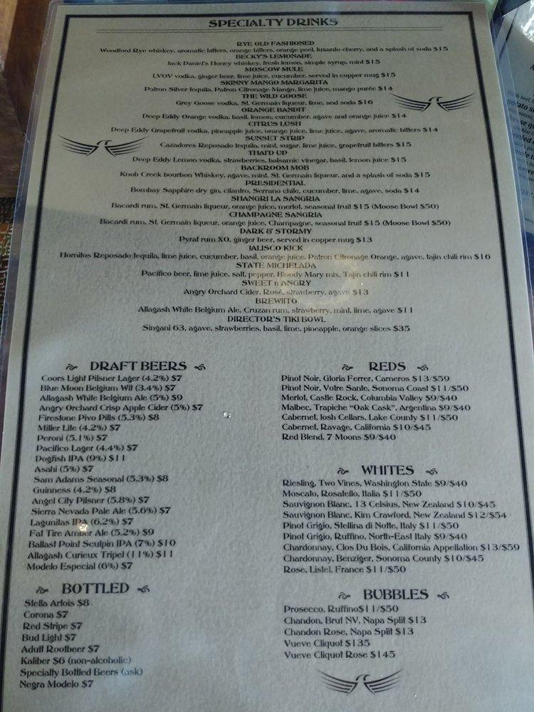 Menu at State Social House pub & bar, West Hollywood