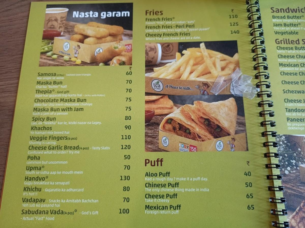 Menu at Tea Post, Gandhinagar