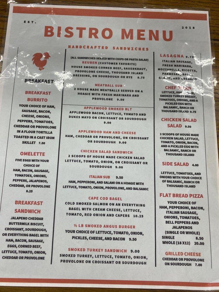 Menu at Bebop's Bakery and Bistro, Royston
