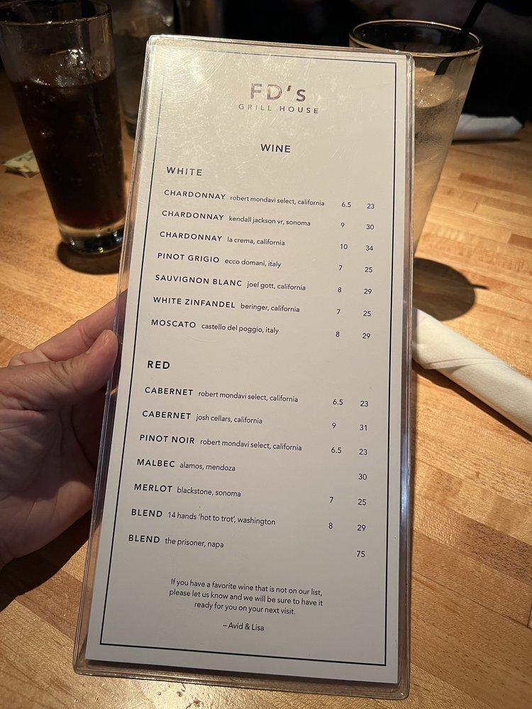 Menu at FD's Grill House pub & bar, Pflugerville