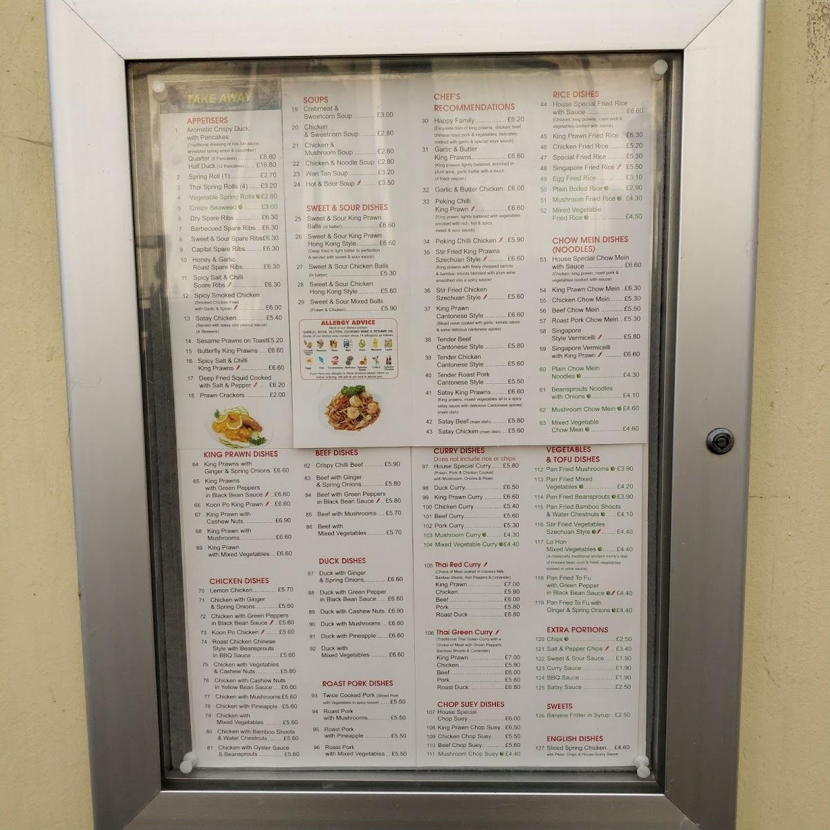 Menu at Happy Palace fast food, Diss