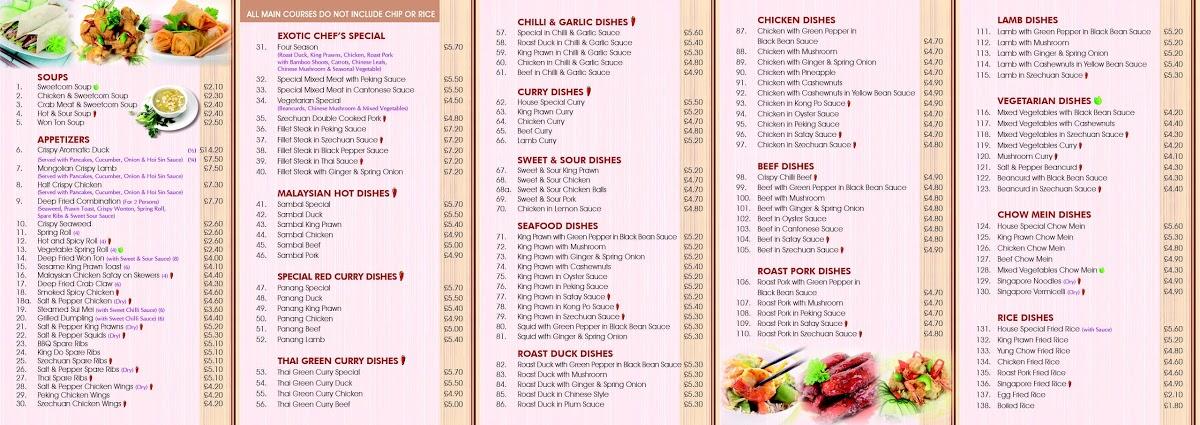 Menu at Hins Chinese Takeaway restaurant, Stoke-on-Trent