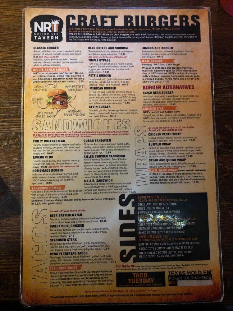 Menu at North River Tavern pub & bar, Sandy Springs