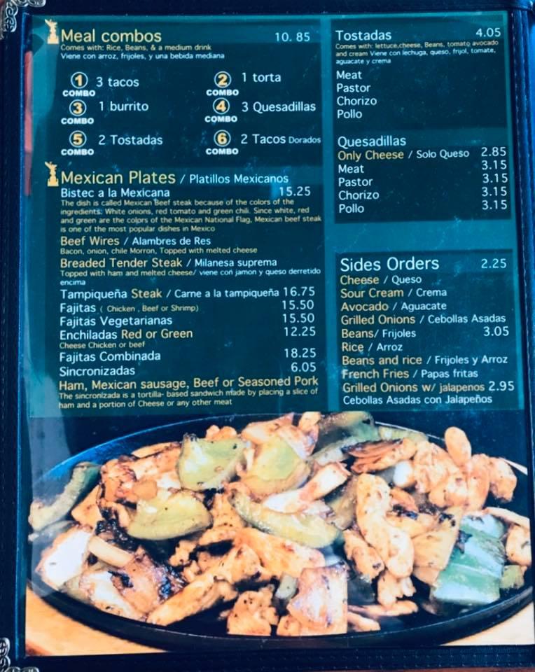 Menu at Taqueria El Sazon restaurant, Batavia
