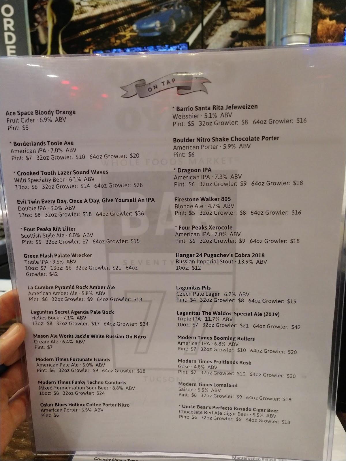 Menu at Bar 77, Tucson, N Oracle Rd