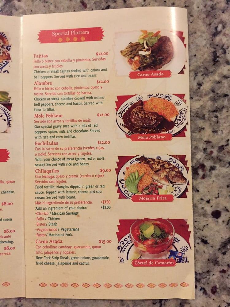 Menu at Los Cuatro Soles restaurant, Philadelphia, S Chadwick St