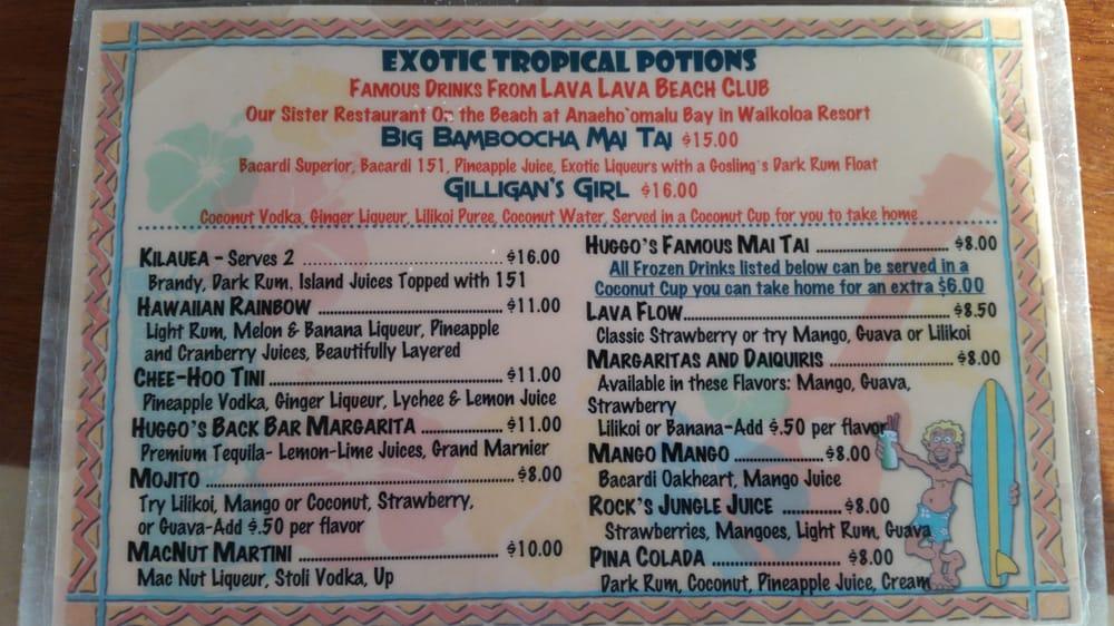 Menu at On the Rocks pub & bar, Kailua-Kona, 75-5824 Kahakai Rd