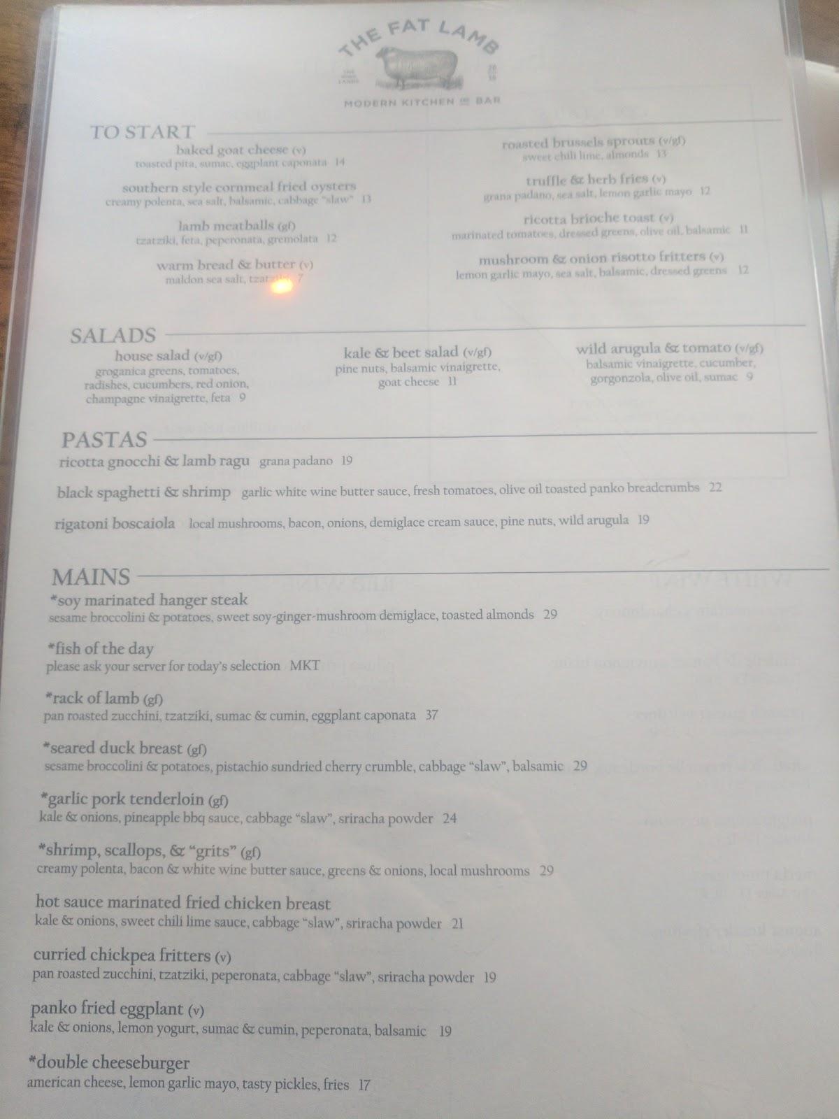 Menu at The Fat Lamb Modern Kitchen & Bar, Louisville