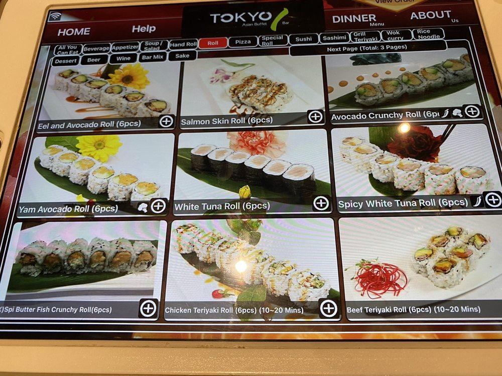 Menu at Tokyo 1 restaurant, Kelowna