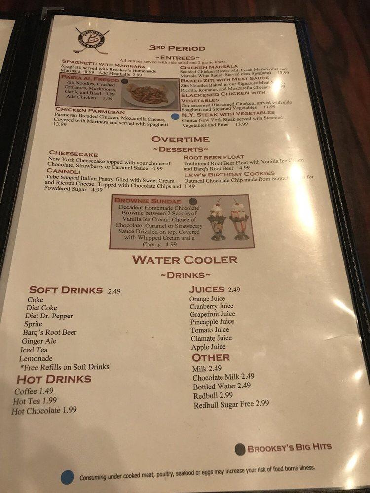 Menu at Brooksy's pub & bar, Las Vegas